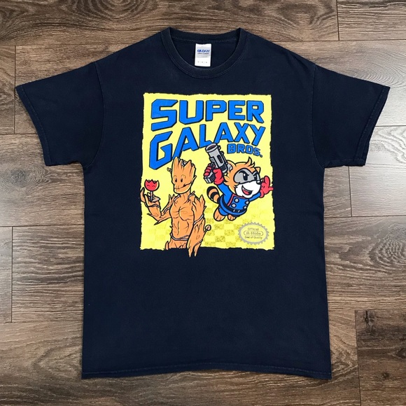 Gildan | Shirts | Gildan Super Galaxy Bros Marvel Rocket Groot ...